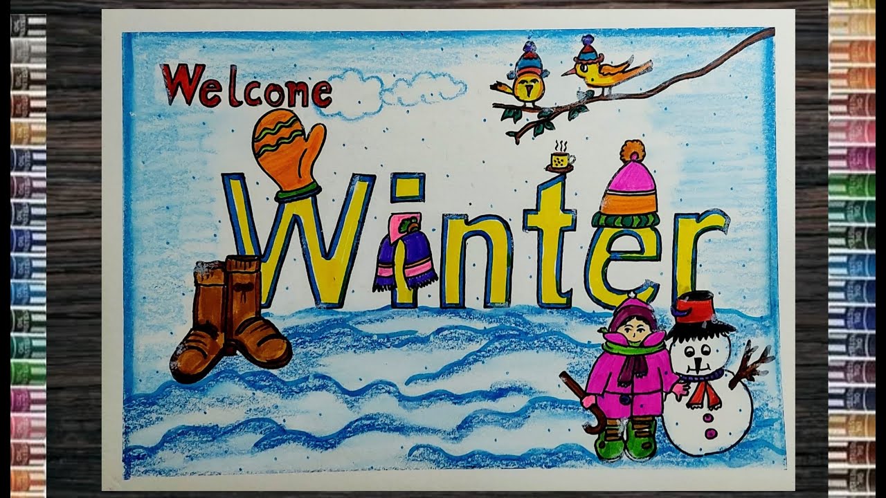 Welcome Winter season poster drawing l Winter season creative drawing l ...