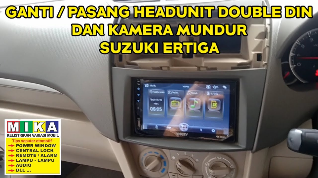 Ganti / pasang headunit double Din dan kamera mundur Suzuki ertiga - YouTube