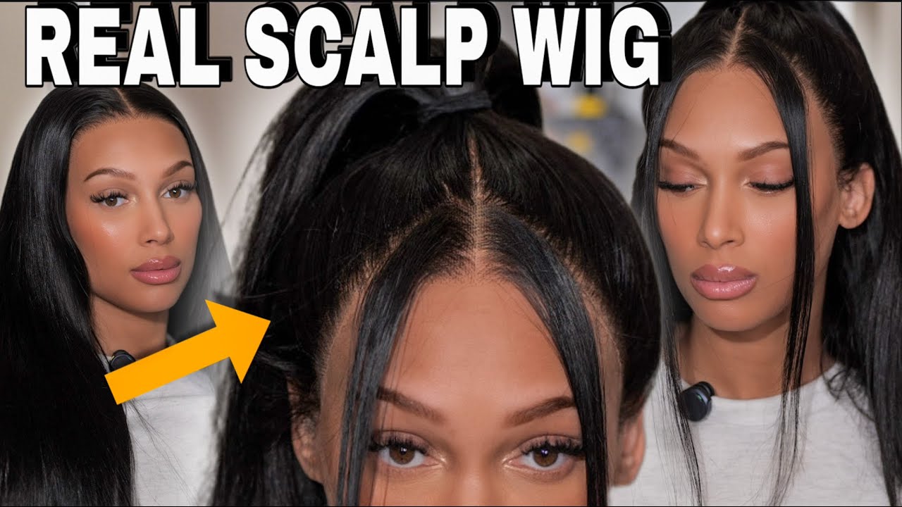 WOW! PUT-ON-GO REAL SCALP HD Drawstring Lace wig! SLEEK & LONG ...