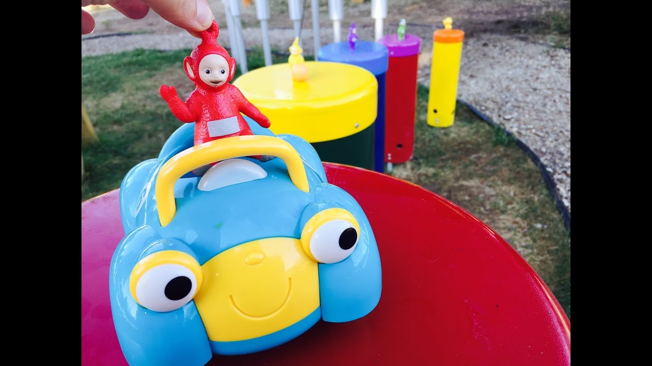 LEARNING COLORS with Outdoor Rainbow DRUMS and TELETUBBIES TOYS! - YouTube