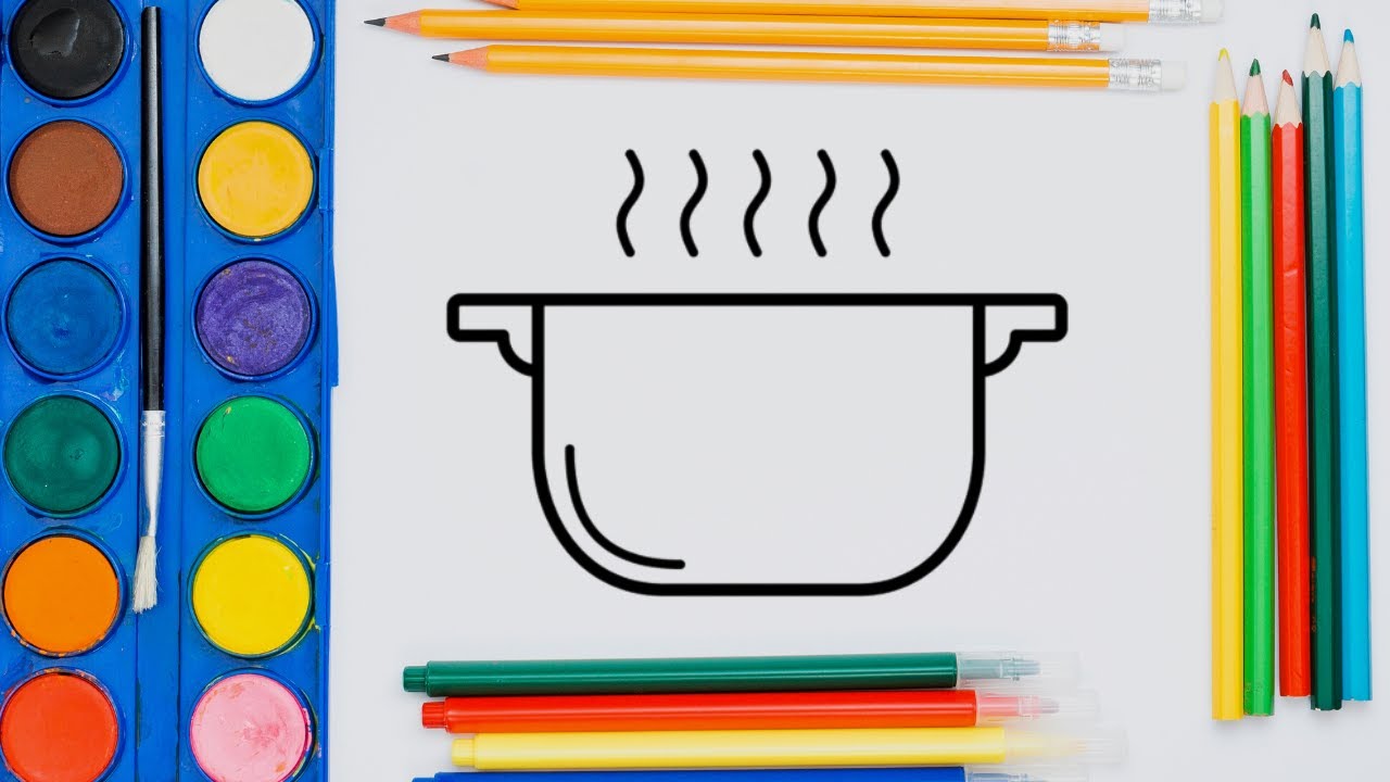How to Draw a Cooking Pot for Children || Cooking Pot draw step by step ...