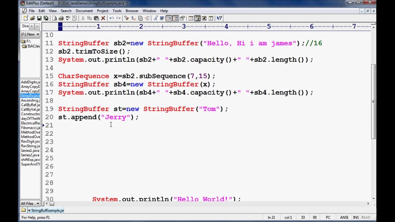 Corejava Handson 9 Stringbuffer And Stringbuilder Youtube 5360