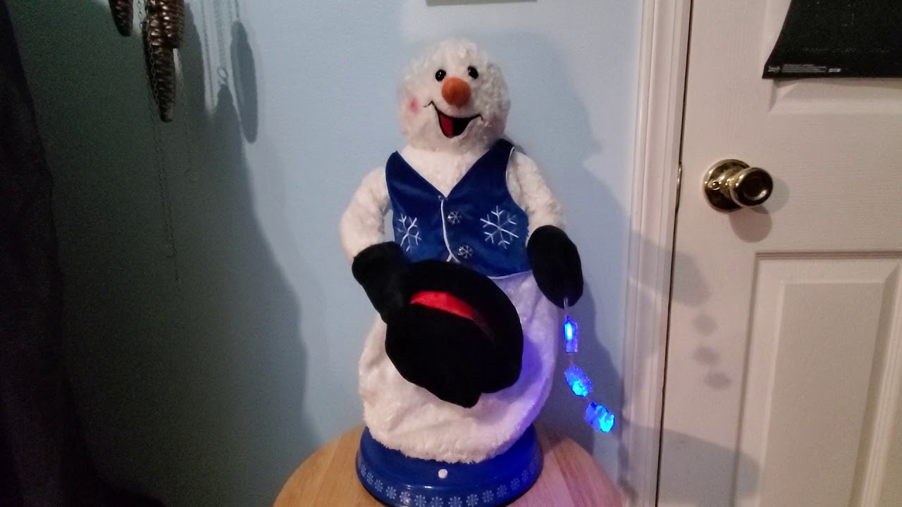 Gemmy Spinning Snowman Blue Vest - YouTube