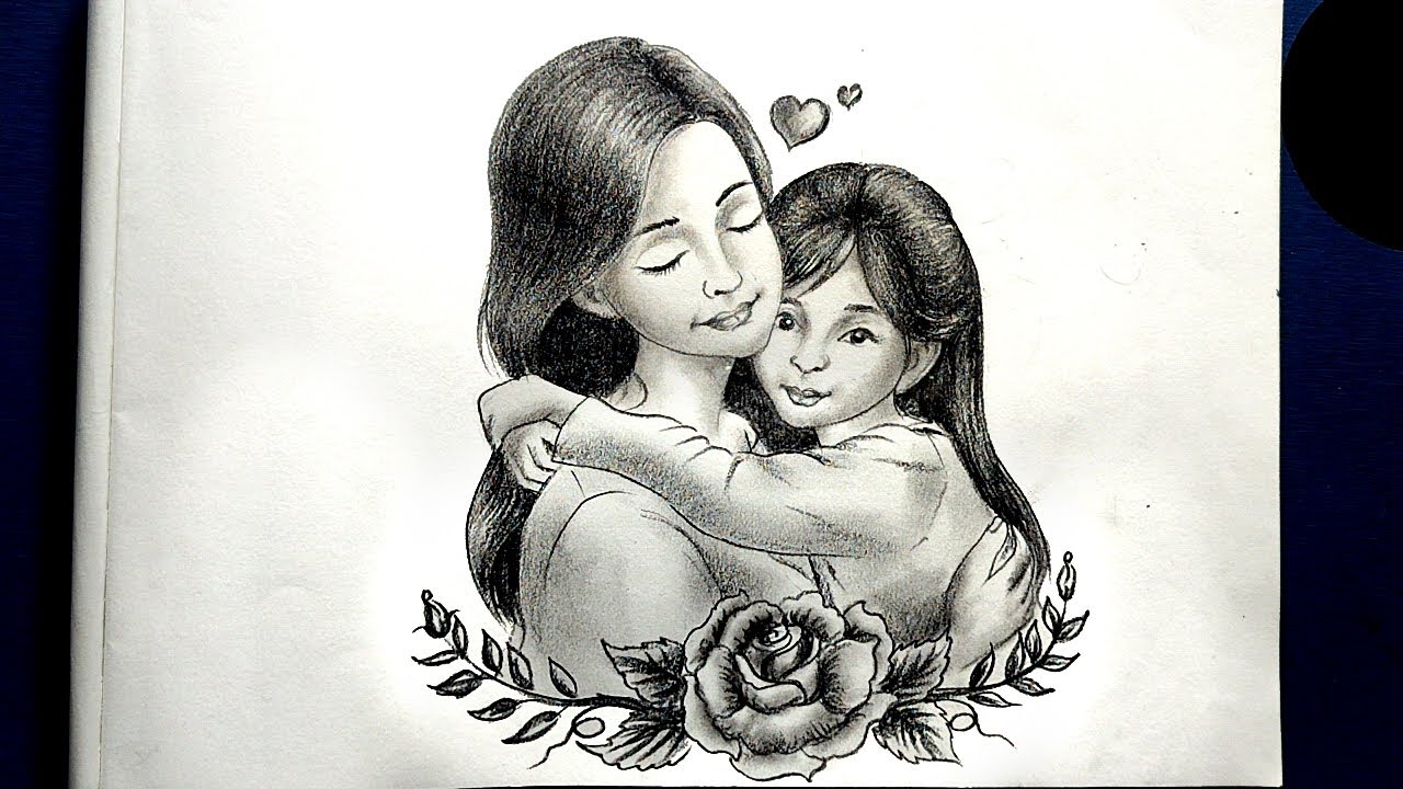 Mother's Day Drawing with Pencil | How to Draw Mother's Day | Mother ...