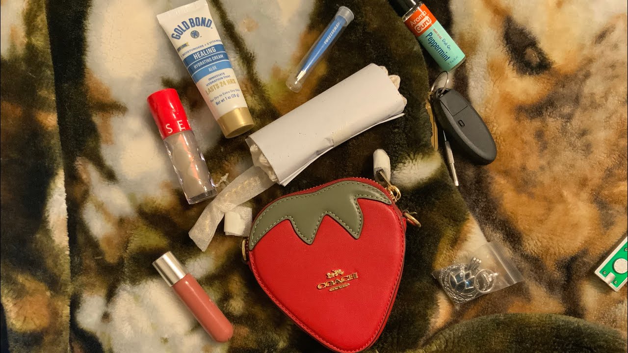 Coach strawberry coin purse 🍓 l unboxing l what fits - YouTube