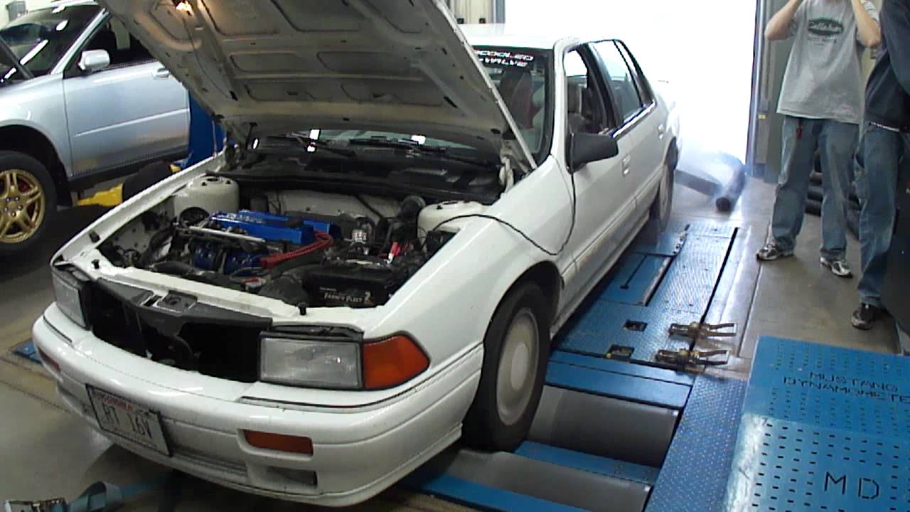 91 Spirit R/T dyno run 32 psi - YouTube