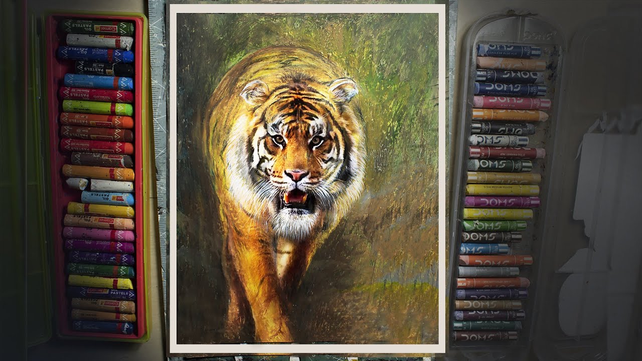 How to Draw a Tiger with oil pastels || How To Draw A Realistic Tiger ...