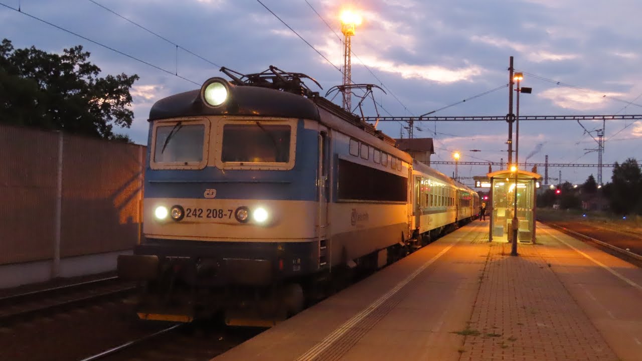 Czech Republic: CD Class 242 electric loco leaving Plana nad Luznici ...
