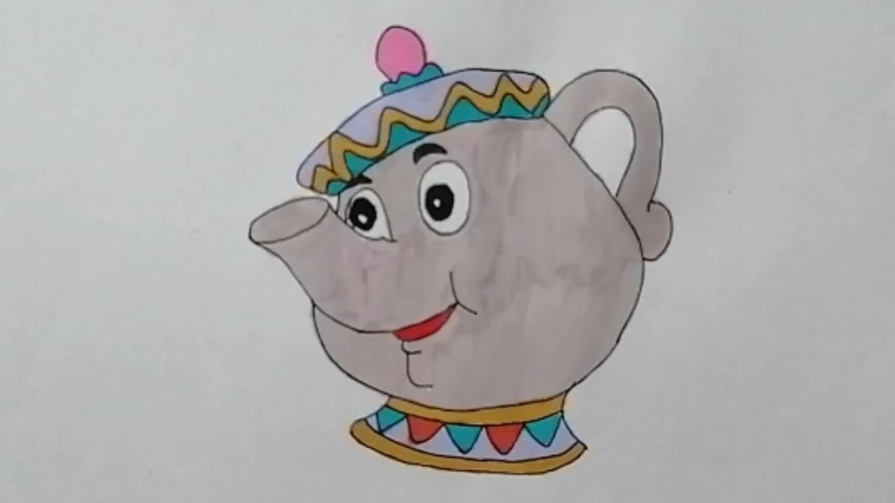 Mrs Pott Teapot from Beauty and the Beast / How to Draw Mrs Pott Teapot ...