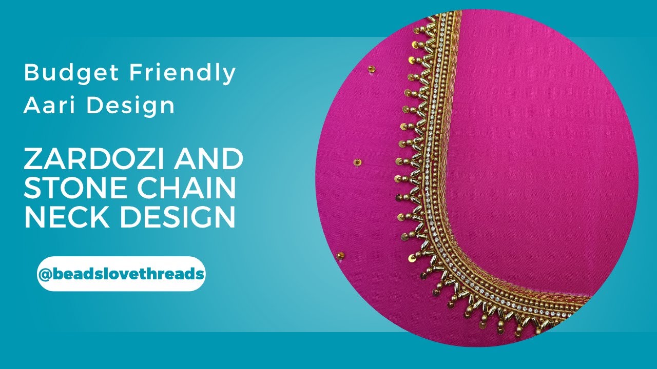 Steps to Create Budget Friendly Aari Design | Zardozi and Stone Chain ...