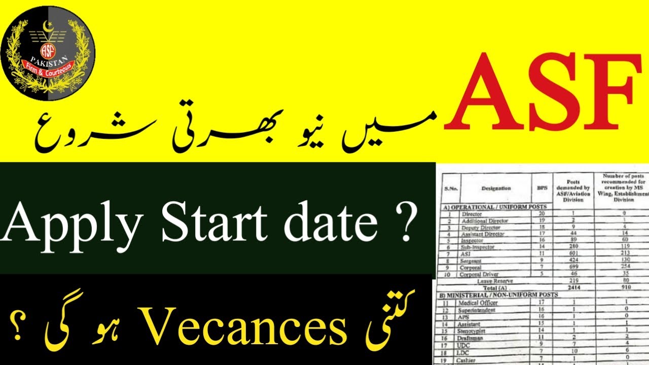 Asf new jobs 2021|| Asf jobs update 2021|| Asf Asi & Corporal new jobs ...