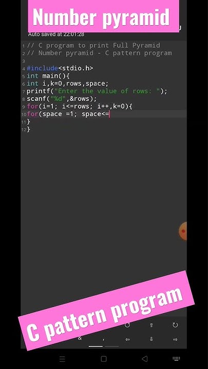 3 Type of number pyramid c Pattern program #short #shorts #viral #trending #video #programming # ...