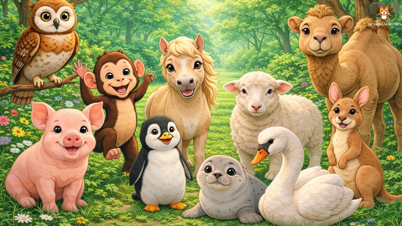 Animal Sounds Compilation: Owl, Monkey, Rabbit, Pony, Sheep, Seal, Pig ...