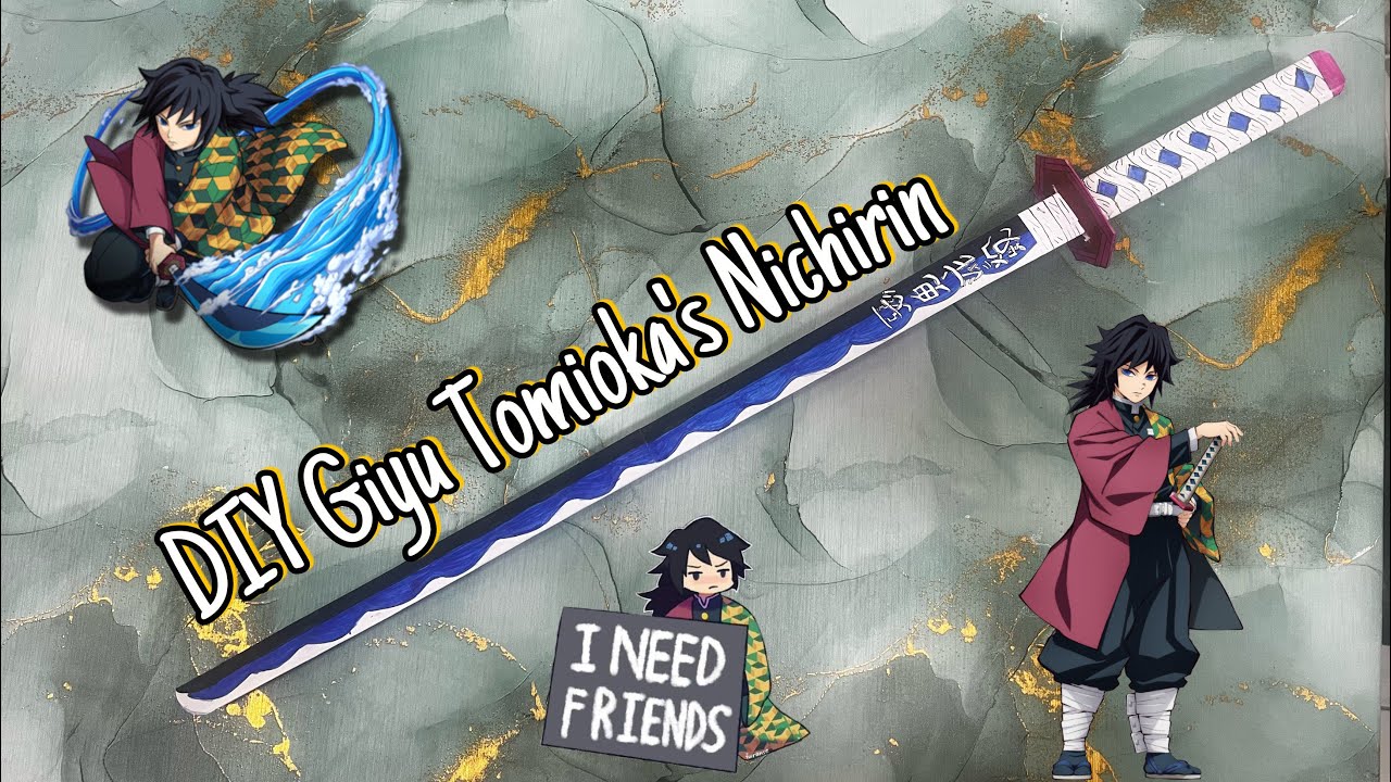 How to make Giyu Tomioka’s nichirin sword with paper| Demon Slayer ...