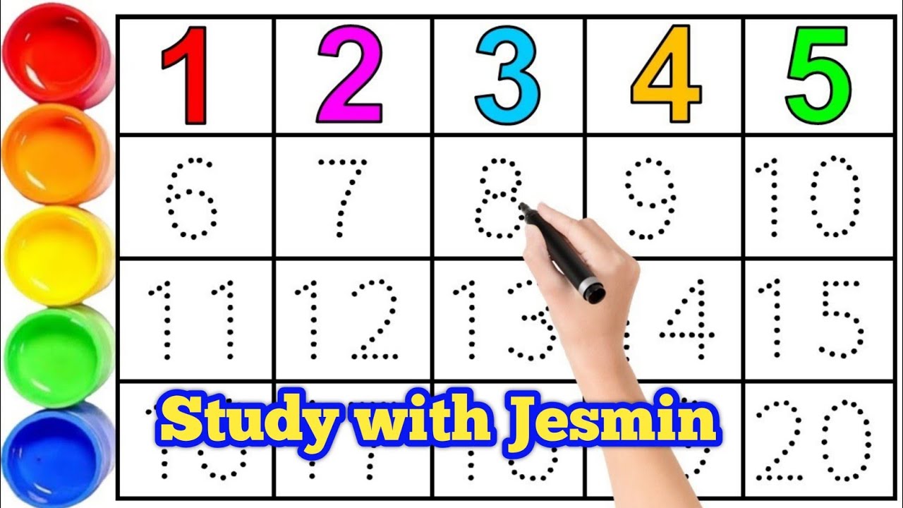 1- One,2- Two, 3- Three, Counting number (1-20) spelling // Colour name ...