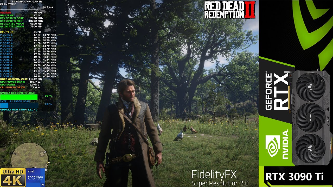 Red Dead Redemption 2 FSR 2.0 Ultra Settings 4K | RTX 3090 Ti | i9 ...