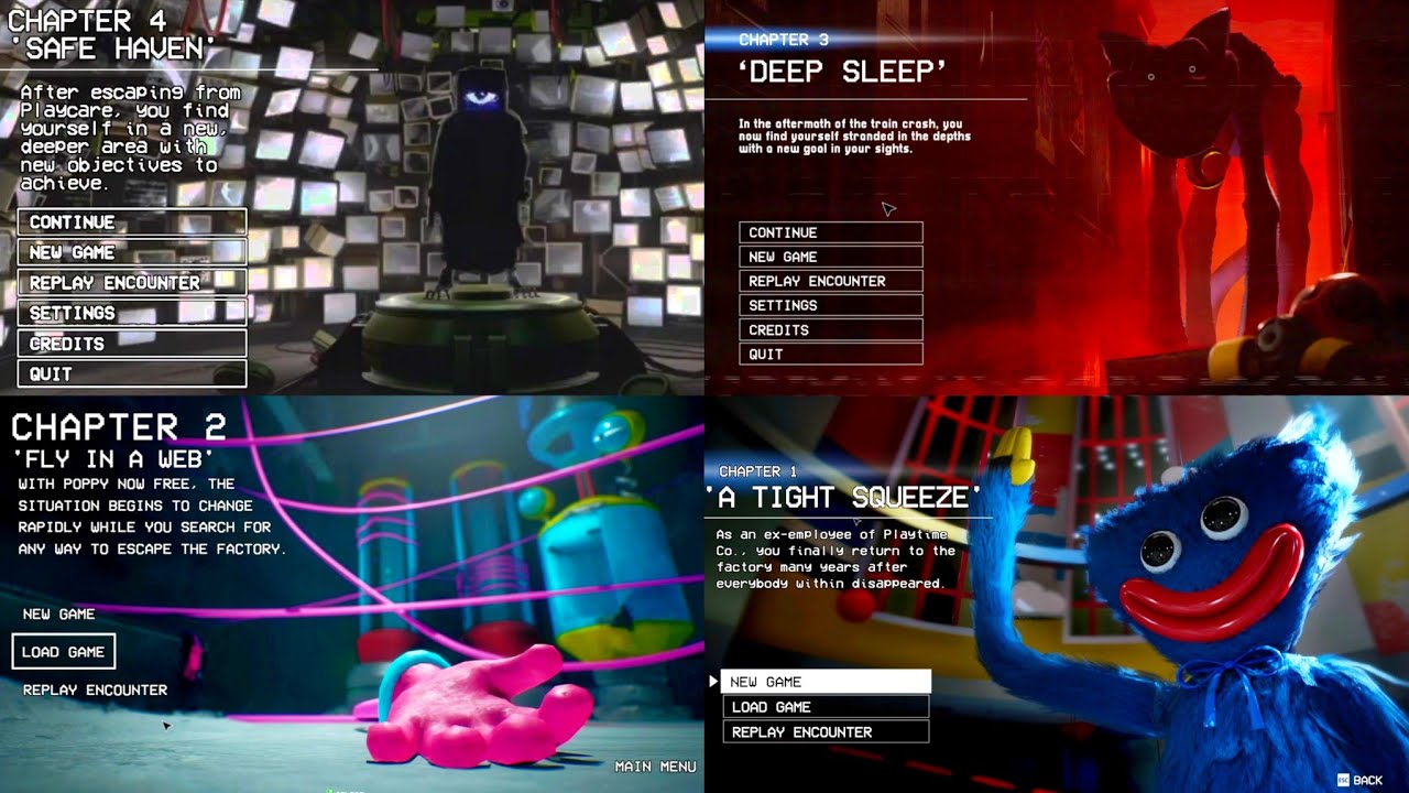 Poppy Playtime Chapter 1 2 3 4 - Main Intro Menu Comparison (Concept ...