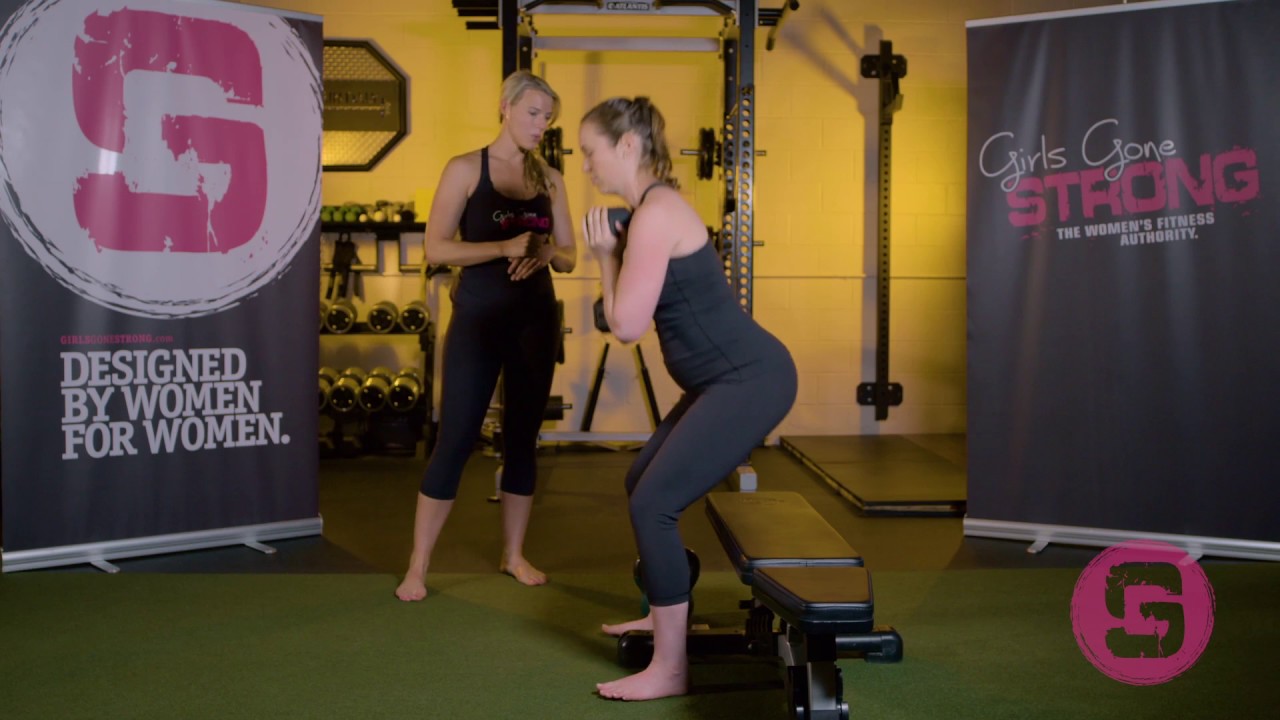 Moms Gone Strong - Box Squat (with Dumbbell and Kettlebell) - YouTube