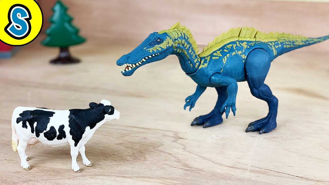 Dinosaurs vs Cows - Trex Battle with spinosaurus jurassic world toys ...