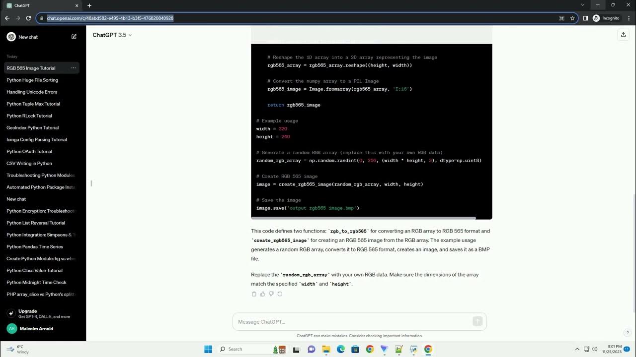 Create a RGB 565 image from python array - YouTube