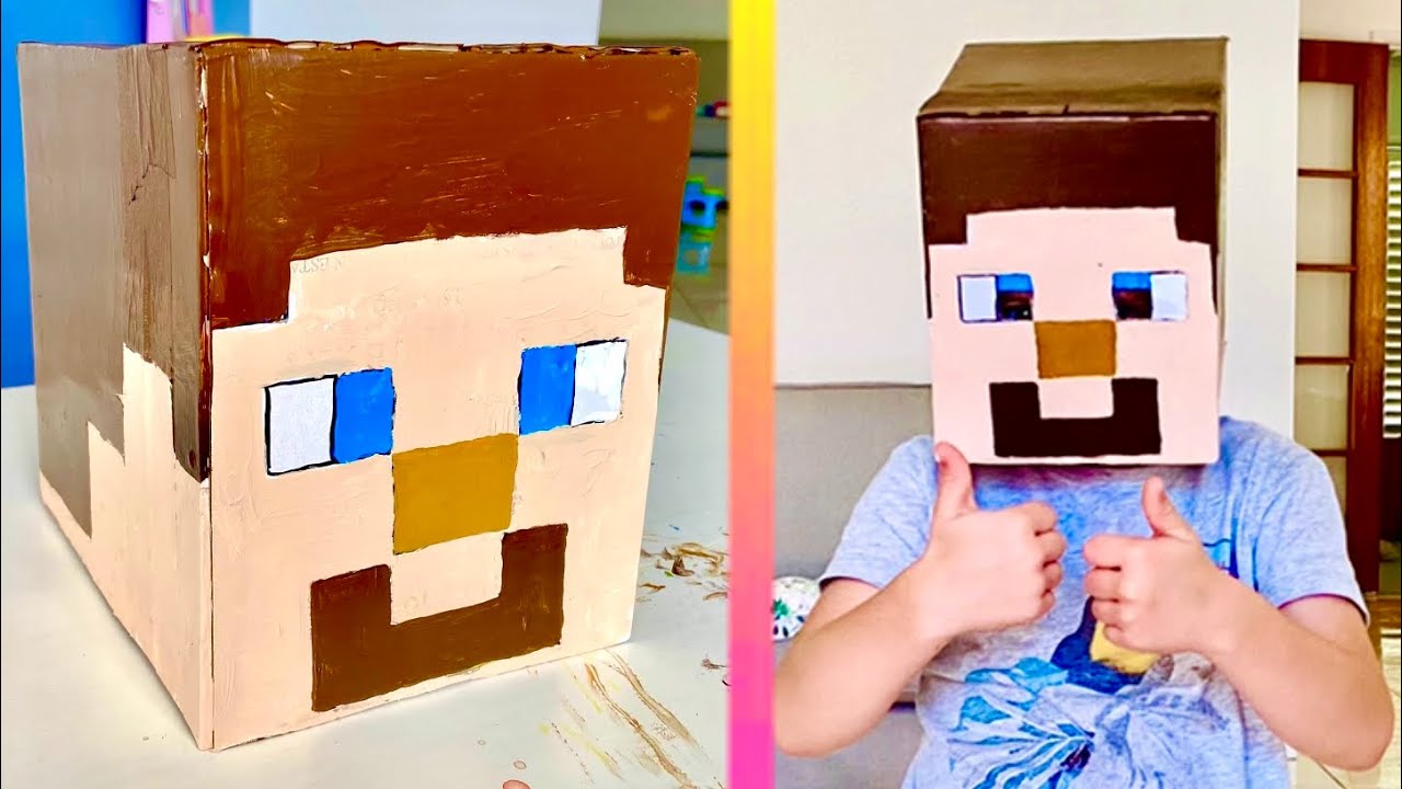 Minecraft Steve's Head Mask Art | Funny Gissy - YouTube