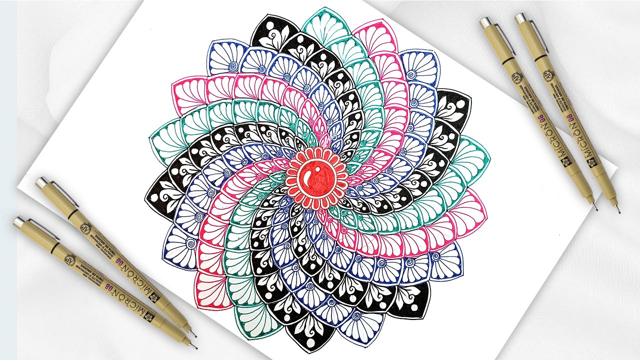 Colorful mandala Art | Mandala with colored pens | step by step ...