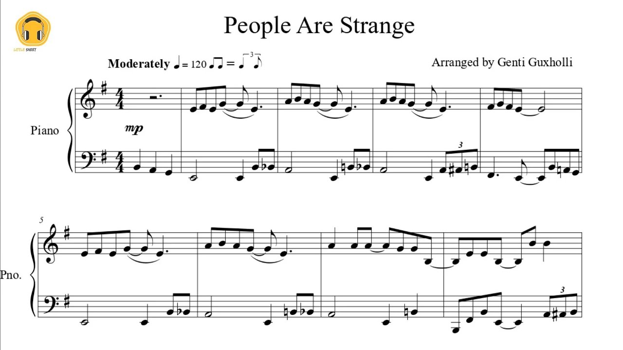 People Are Strange by The Doors (Piano Solo/Sheets) - YouTube