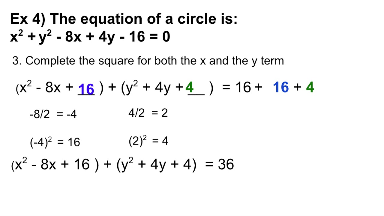 10.7 NOTES EQUATION OF A CIRLCE (PART 4) - YouTube