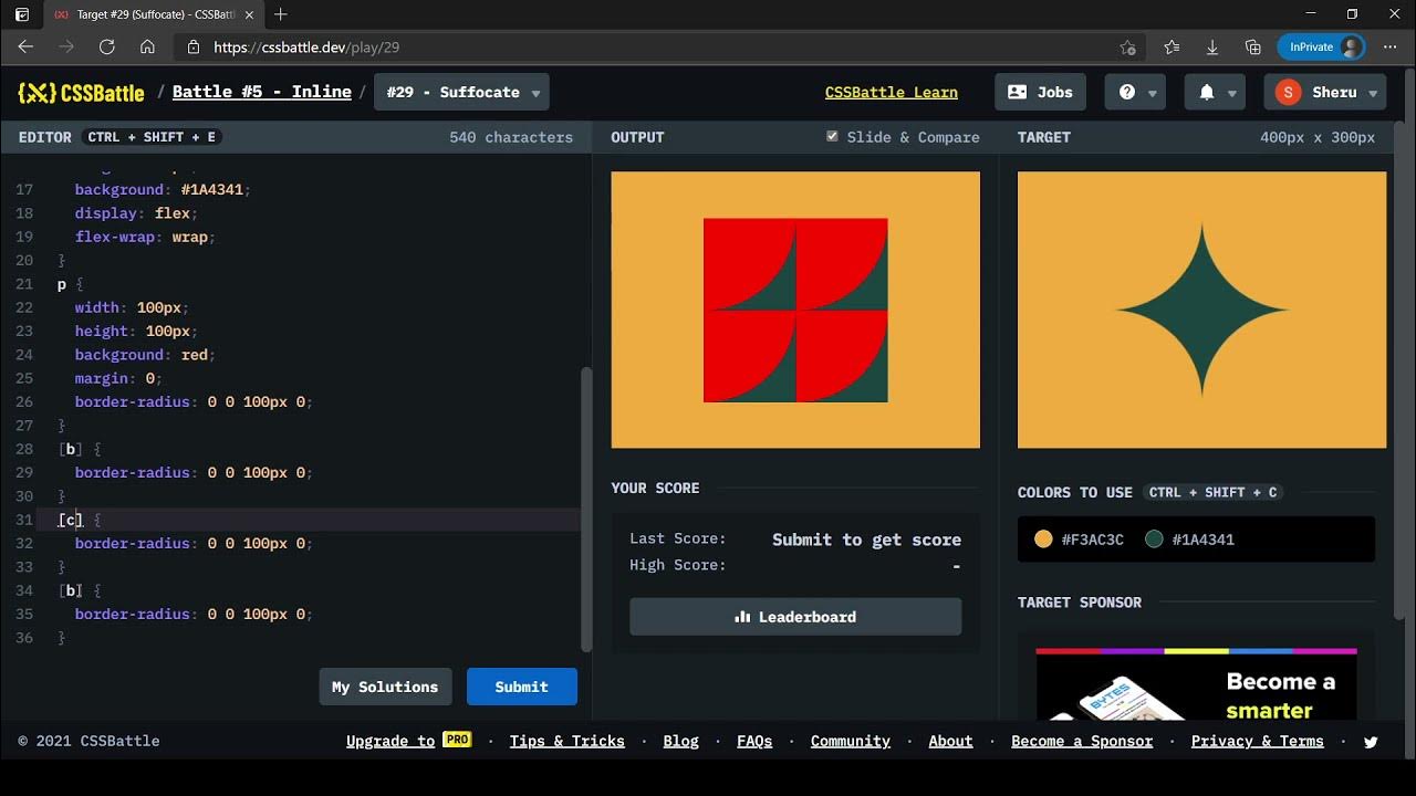 Css Battle Target 29 Suffocate All Cssbattledev Solutions Youtube
