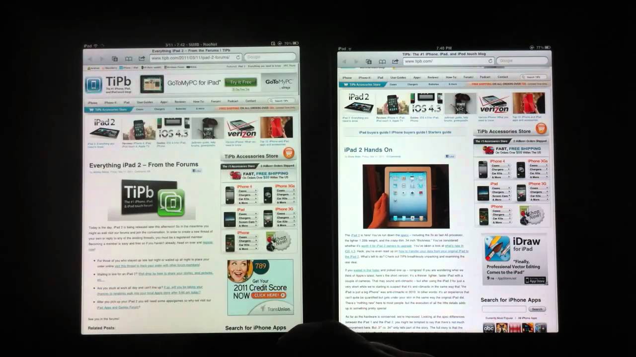 iPad vs iPad 2 comparison: RAM performance in Mobile Safari - YouTube