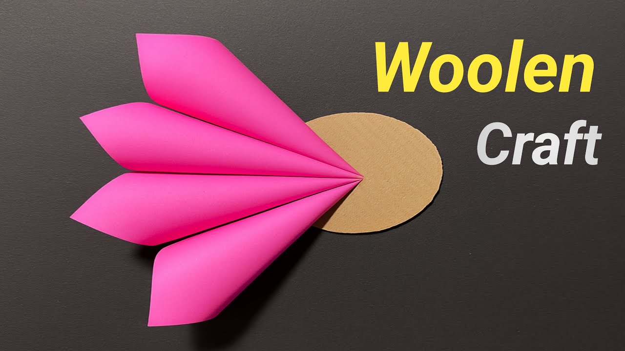 Pink Paper Flower Wall Hanging Craft | Easy Decoration Idea | Wool ...