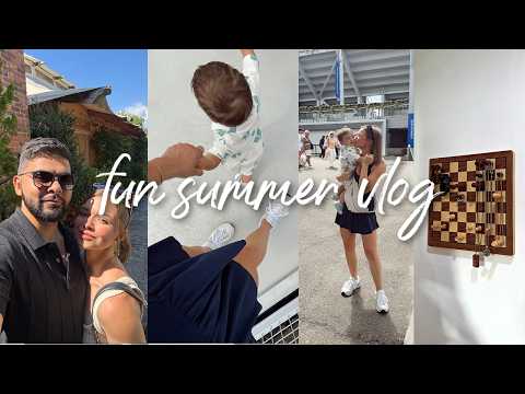 VLOG: zane's birthday, baby's first us open, easy diy gift & my parents find something hilarious 🎾☀️