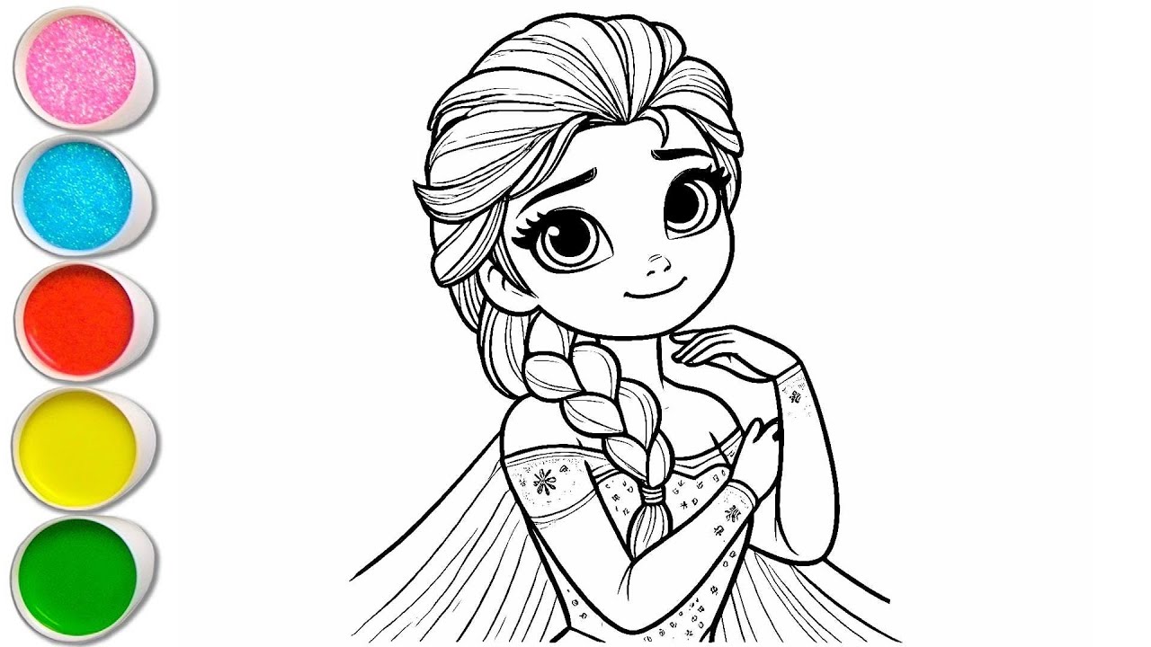 Cute Elsa frozen drawing for kids, painting & coloring for kids ...