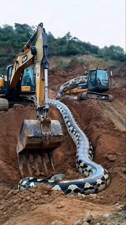giant python obstructs construction work 🐍⛰️ - YouTube