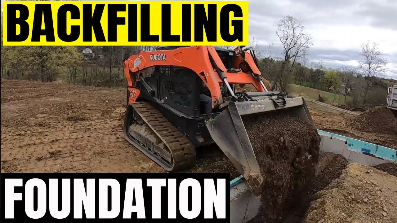 Backfilling & compacting foundation 'Dirt Boss' - YouTube