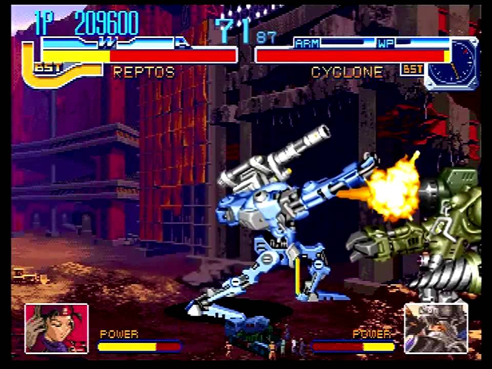 Cyberbots: Fullmetal Madness (Sega Saturn) Arcade Mode as Mary (Reptos ...