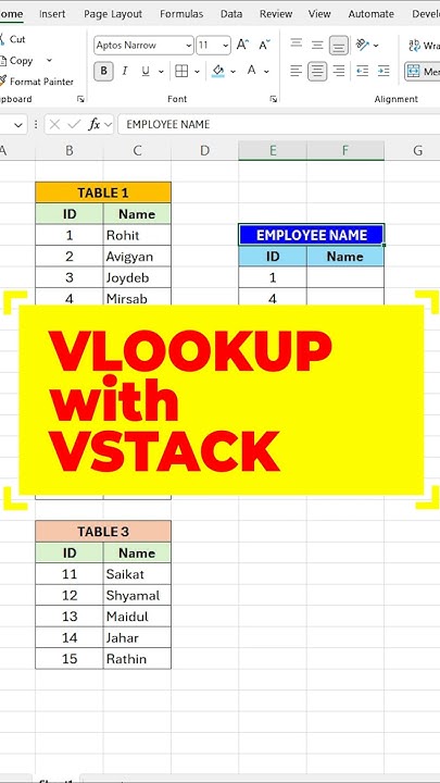 VLOOKUP With VSTACK in Excel Vlookup magic🔮#excelshorts #exceltricks #exceltutorial - YouTube