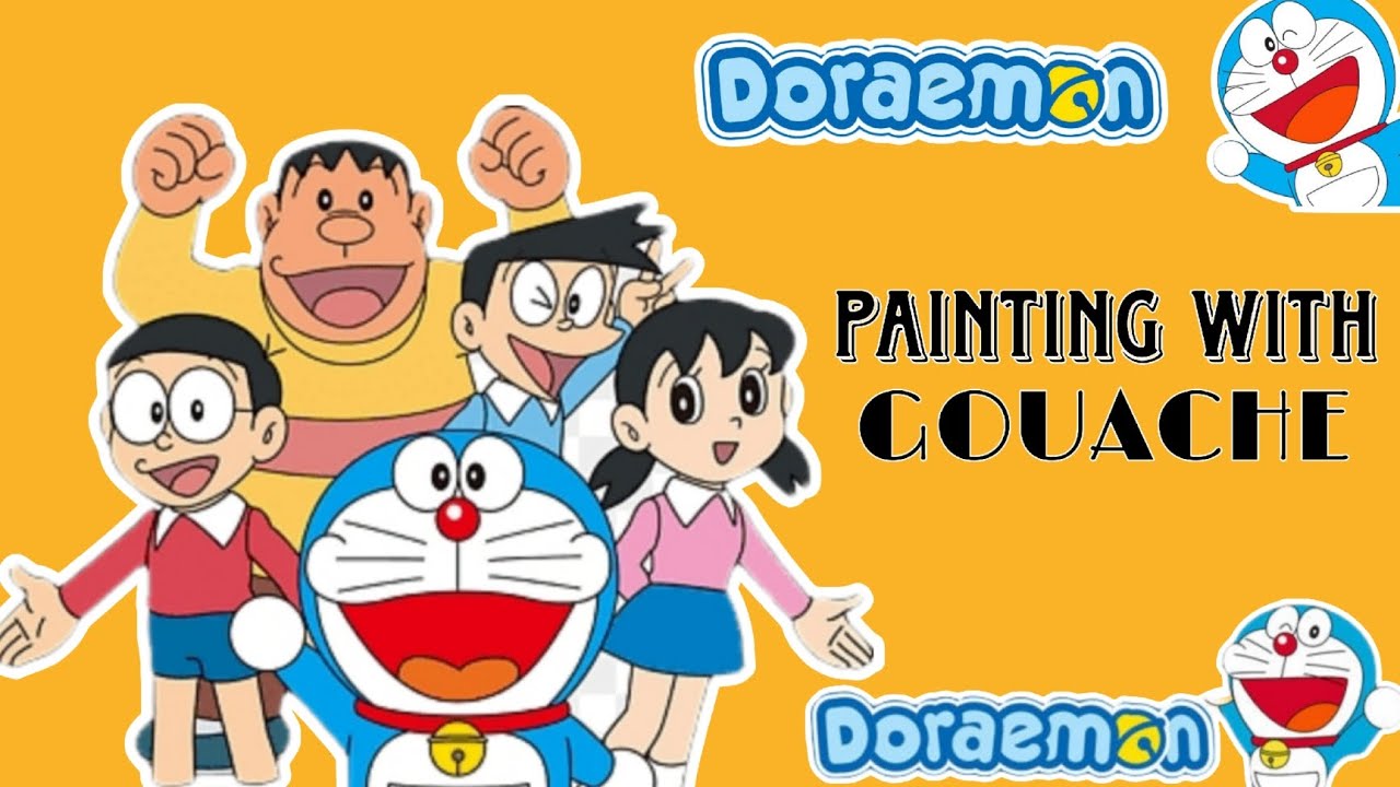 Doraemon team painting🩵 Gouache painting|Step by step tutorial🤌🏻 ...