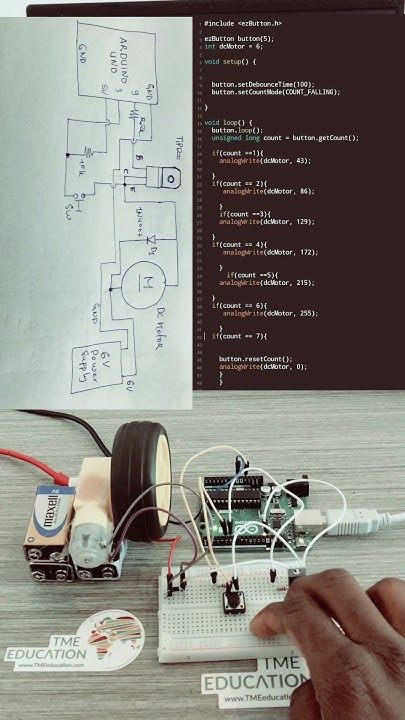 Controlling the speed of a DC Motor with Arduino using Push Button #dcmotor #arduino #pushbutton ...