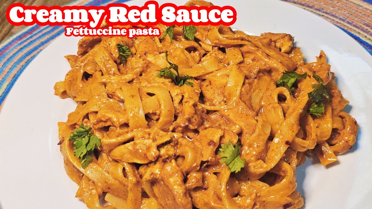 Creamy Red Sauce Fettuccine Pasta || Creamy Pasta Recipe || Fettuccine ...