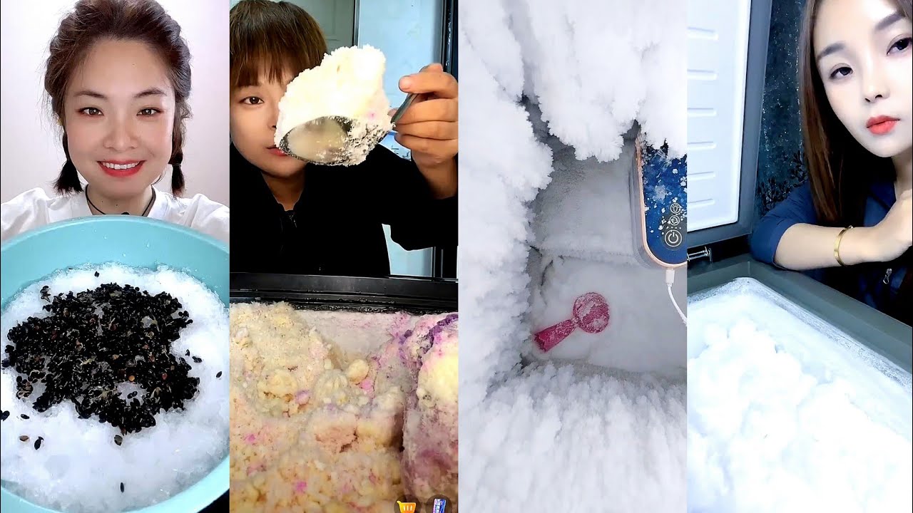ASMR WHITE ICE EATING / FREEZER FROST EATING - YouTube
