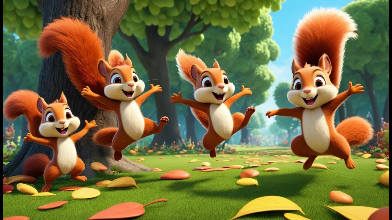 Five Silly Squirrels in the Tree | Playful Squirrel Song for Kids | Fun ...