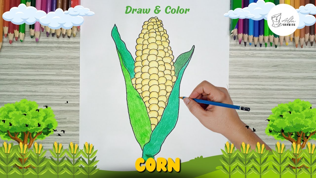 Learn How to Draw Corn for Kids and Toddlers! | Easy Drawing Tutorial ...