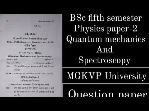 Bsc fifth sem physics question paper 2 Quantum mechanics and ...