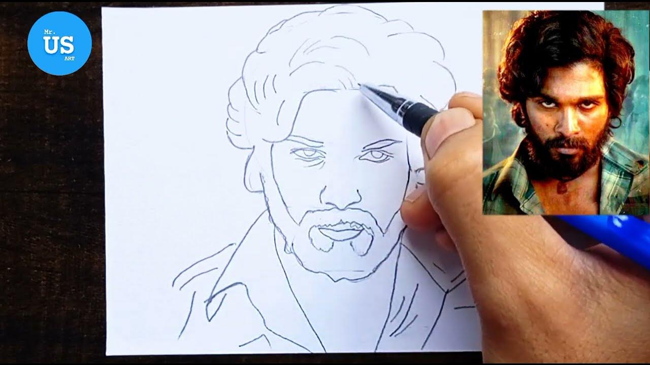 Allu Arjun || pushpa drawing|| outline drawing ||loomis method drawing||pushpa drawing loomis ...