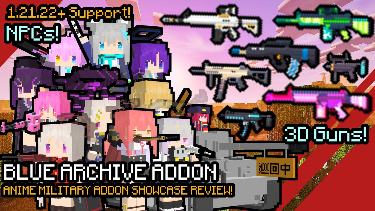 Blue Archive 3D Guns and NPCs Student Soldiers Addon Showcase! MCPE/BE ...