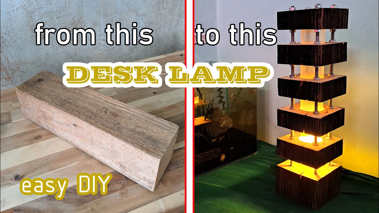 VanGo DIY || How to make a DESK LAMP from a wood block || Easy Diy ...