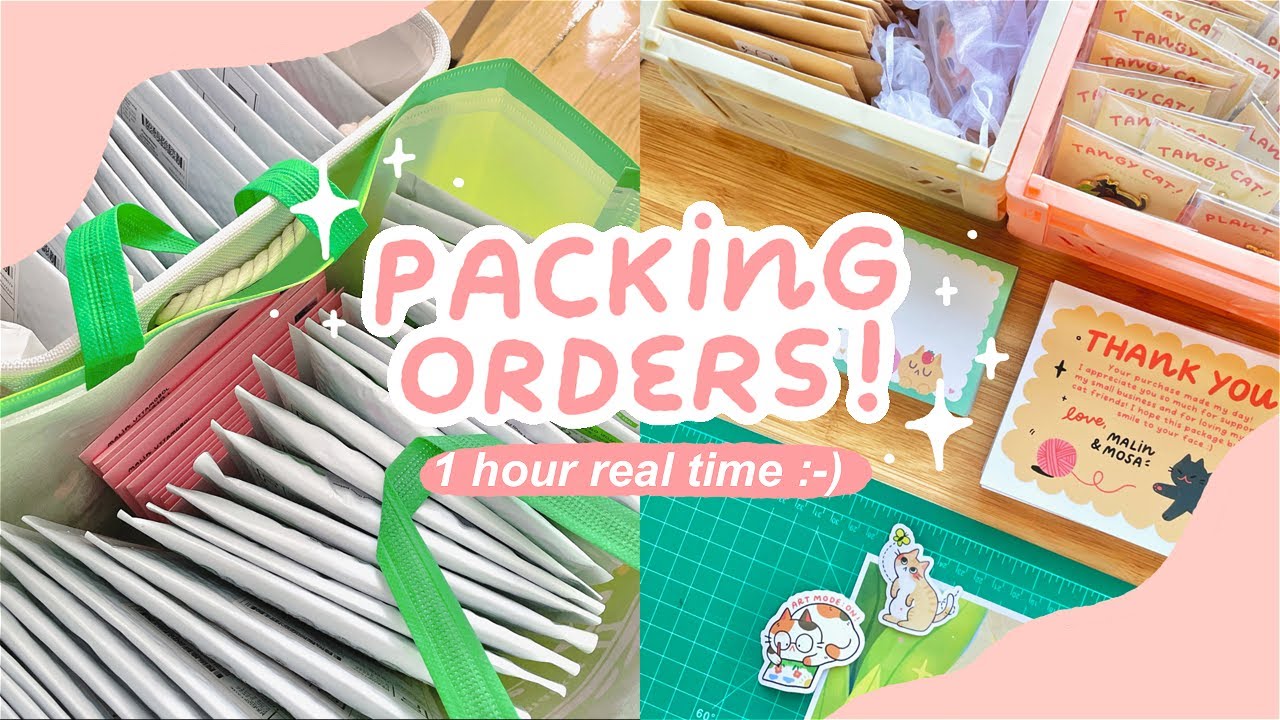 1 hour pack orders with me real time & acoustic guitar music - YouTube