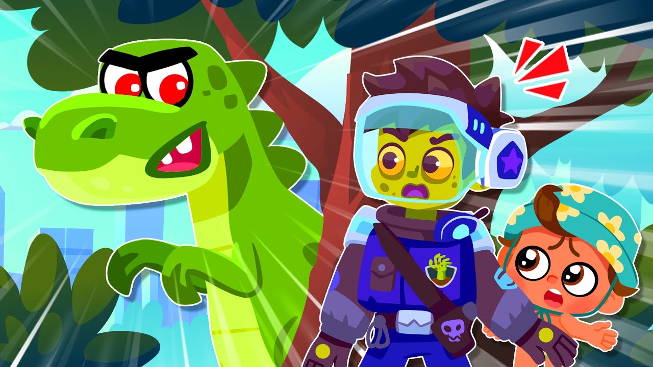 Zombie Rescue Team vs Giant T-Rex 😱| Playground Safety Song | Nursery ...