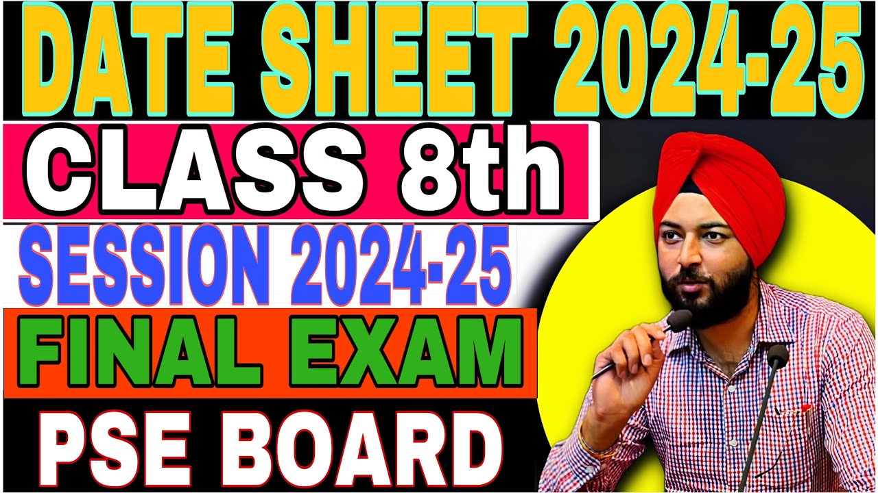 Date Sheet Class 8th PSEB - YouTube
